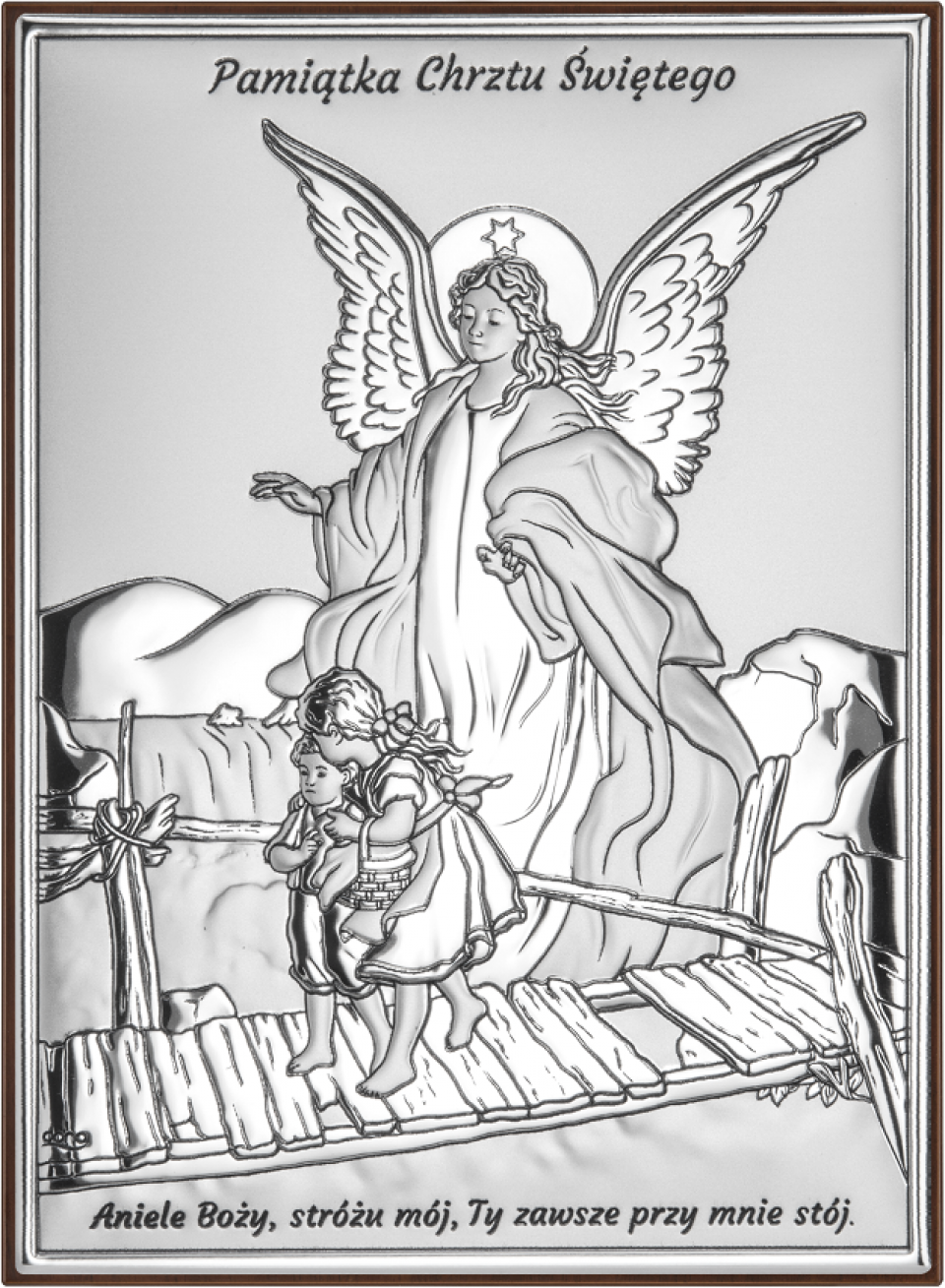 Obrazek srebrny - Anioł Stróż z dziećmi DS41/2 Genesis - Dewocjonalia ...
